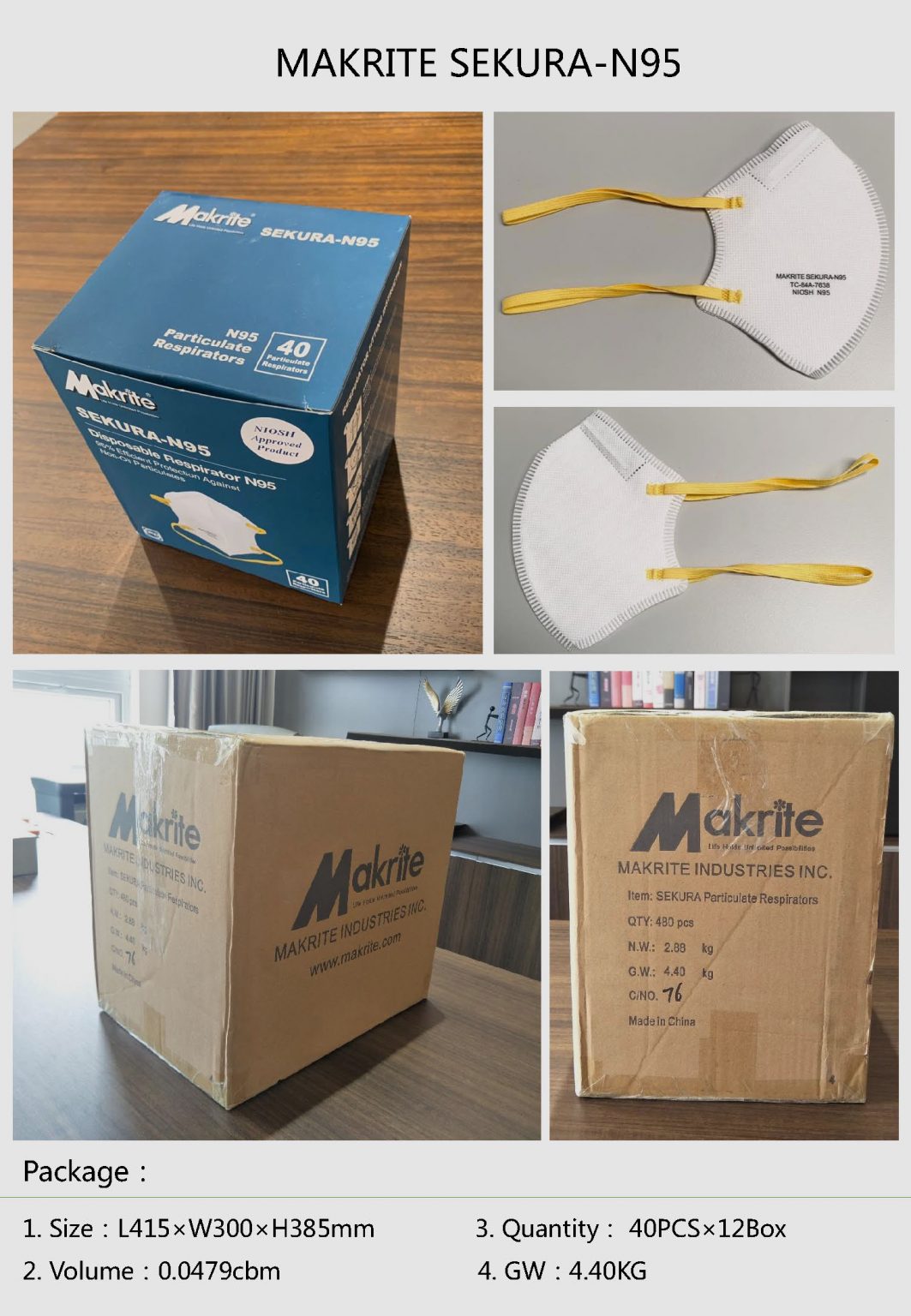 MAKRITE N95 MASK-MAKRITE SEKURA-N95, TC-84A-7638 NIOSH N95 | Health and ...